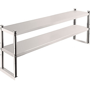 VEVOR Double Overshelf, Double Tier Stainless Steel Overshelf, 60 in. Length x 12 in. Width Double Deck Overshelf, Height Adjustable Overshelf for Prep & Work Table in Kitchen, Restaurant and Workshop