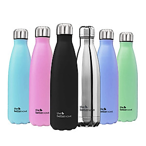The Better Home 1000 Stainless Steel Insulated Water Bottle 1 Litre | Thermos Flask 1 Litre+ | Food Grade & BPA Free, Hot and Cold Steel for Kids (Black)