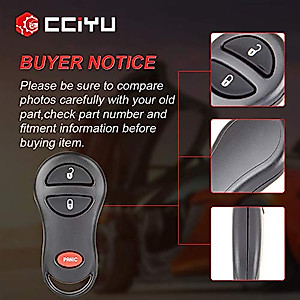 cciyu 1PC 3 Buttons Keyless Entry Remote Fob Replacement fits for Dodge for Jeep (GQ43VT9T)
