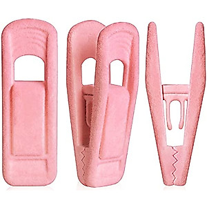 TOFIIGREM Brush Pink Velvet Hangers Clips 20 PCS, Premium Velvet Clips for Thin Velvet Hanger, Non Slip Strong Finger Clips Perfect for Suit Skirt Pant Clothes Velvet Hangers