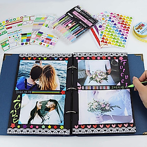 Vienrose DIY Scrapbook Photo Album Kit with Pens Tapes and Stickers 60 Pages Hardcover 8.3x10.5 Inches 3 Rings Removable Blank Paper Scrapbooking for Lover Friends Kids Wedding White