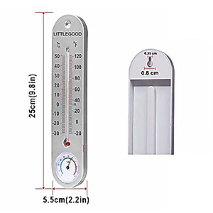 LittleGood Thermometer Indoor with Humidity – 9.8 inch Wall Vertical Thermometer/Hygrometer, Temperature Monitor for Home, Household Thermometer for Room Temp
