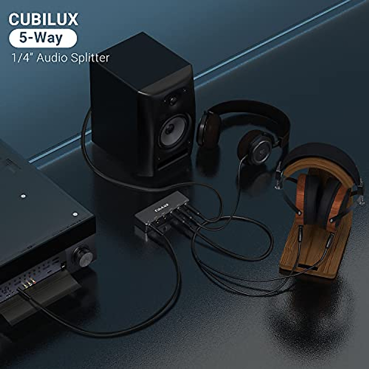 Cubilux 6.35mm Headphones Splitter Box for Audio
