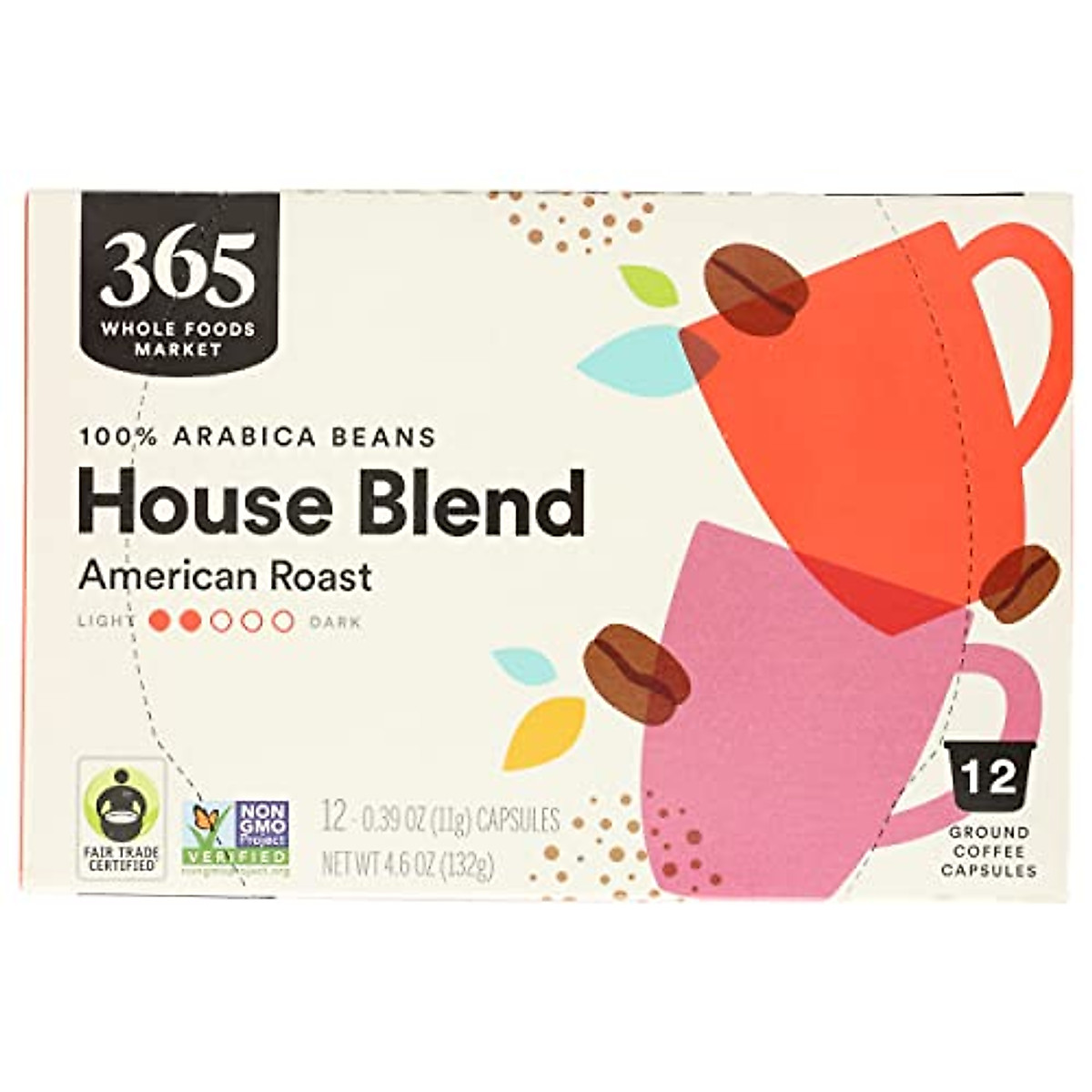 365 by Whole Foods Market, Coffee House Blend American Roast Pods 12 Count, 4.6 Ounce