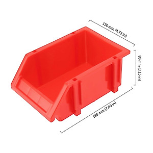 HOIGON 12 Pack Garage Storage Tool Bin, 7.09 x 4.72 x 3.15 Inch Plastic Hanging Stacking Stackable Organizer Storage Rack for Hardware Tools Organization, Workshop, Small Parts, Green Blue Red