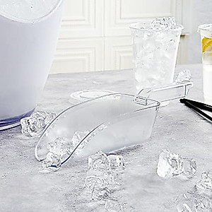 Restaurantware Met Lux 24 Ounce Ice Scoop 1 Flat Bottom Food Scoop - Beveled Front Edge Hanging Slot Clear PC Plastic Flour Scoop Lightweight For Ice Or Dry Ingredients