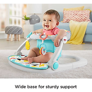 Fisher-Price Baby Portable Chair Sit-Me-Up Floor Seat with Toys and Machine Washable Seat Pad + Fisher-Price Baby Playmat Deluxe Kick & Play Piano Gym with Musical Toy Lights & Smart Stages Learning