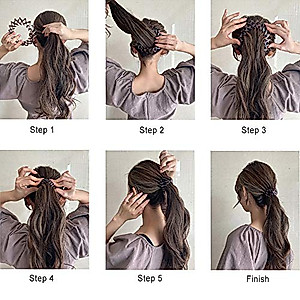 Fashion Expandable Hair Clips, Birdnest Ponytail Holders, Curling Iron Bun Maker, Hair Styling Claw Clips for Women and Girls - Hair Accessories, 3 Colors (B)