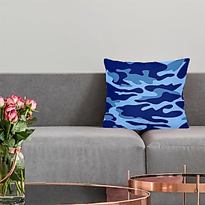 XMNYGJ Blue Camouflage Camo Throw Pillow Covers 20 x 20 Inch Decorative Square Cushion Case Soft Cozy Modern Pillowcase for Couch Sofa Bed Living Room Home Decor
