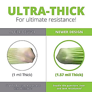 Simply Bio 33 Gallon Compostable Trash Bag with Flat Top, Heavy Duty Extra Thick 1.57 Mil, 30 Count, 124.92 Liter, Large Lawn Leaf Yard Waste Bag, ASTM D6400, US BPI and Europe OK Compost Certified