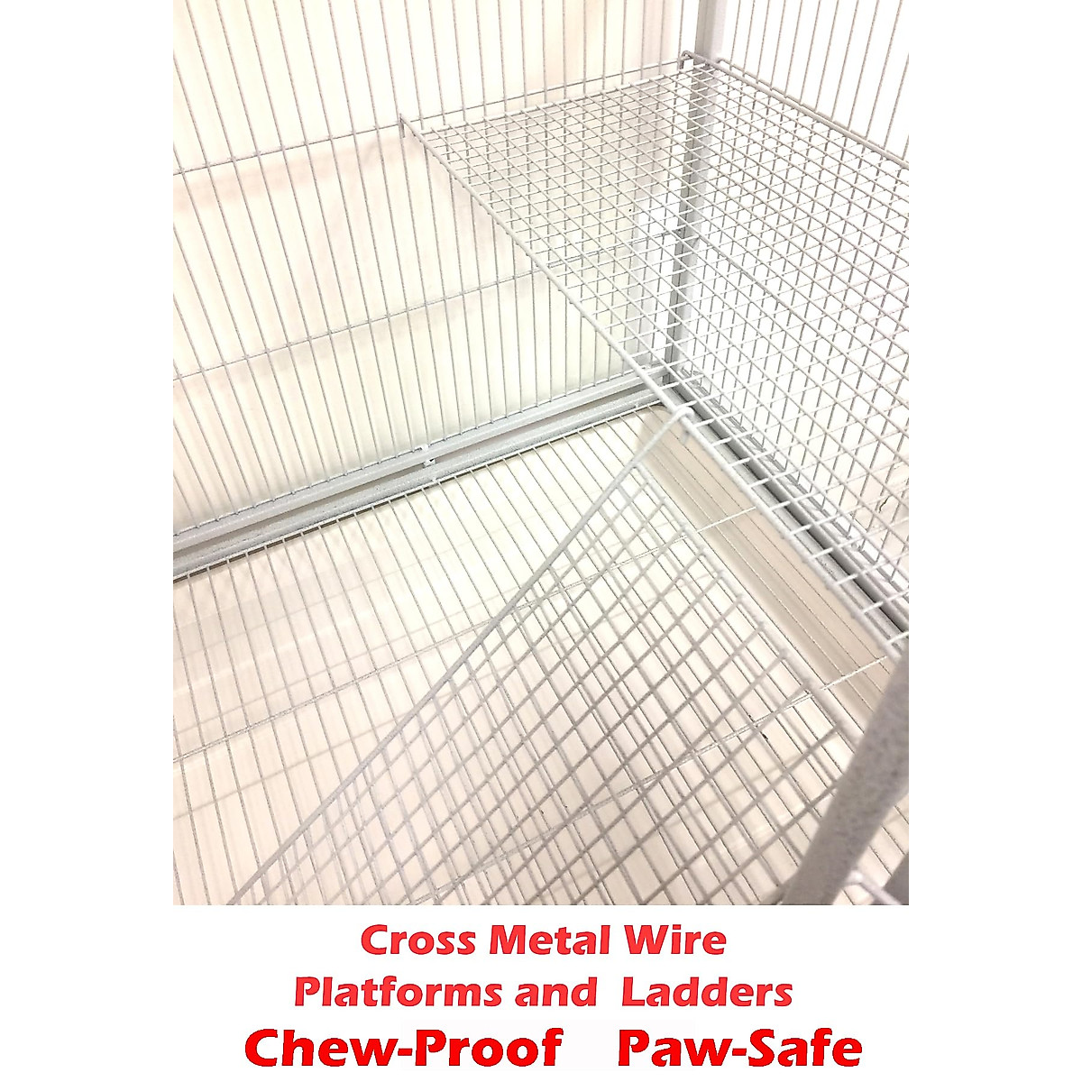 54" Large Wrought Iron 4-Tiers Chew Proof Tight 1/2-Inch Bar Spacing Ferret Chinchilla Sugar Glider Rats Mouse Cage with Detachable Rolling Stand