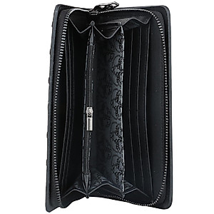 Women's Wallet Large PU Leather Clutch Purse Punk Studded Skull Ladies Wallet Credit Card Holder Organizer Wristlet (Skull)