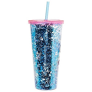 Silver Buffalo Sanrio Hello Kitty and Friends Cinnamoroll Hearts and Cherries Plastic Confetti Cold Cup with Lid and Straw, 32 Ounces