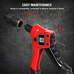 Rivet Gun, GIANTISAN Pop Rivet Tool Kit with 200 Rivets and 4 Drill Bits, Manual Hand Riveter Kit with Rugged Carrying Case