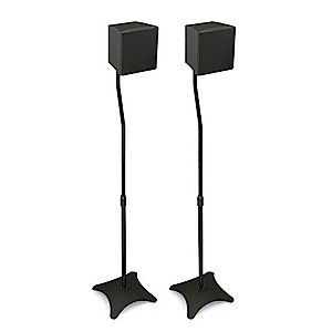 Mount-It! Speaker Floor Stands | Height Adjustable with Cable Management for Satellite, Small Bookshelf & Bluetooth Speakers up to 10 Lbs | Fits Vizio, Polk, Bose, JBL, Sony & Samsung | 1 Pair, Black