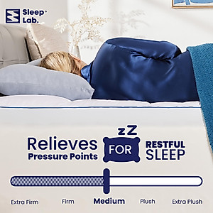 Sleep Lab Dual Layer 4 Inch Memory Foam Mattress Topper - Mattress Topper Queen - Cooling Mattress Topper for Back Pain - 2 Inch Cooling Gel Memory Foam + 2 Inch Cooling Effect Pillow Top