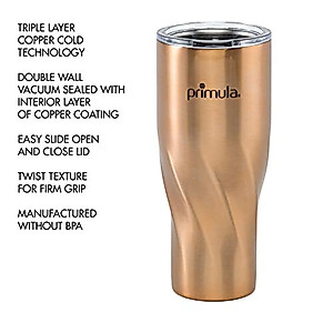 Primula Avalanche Double Walled Vacuum Sealed Stainless Steel Thermal Insulated Tumbler Stays Cold or Hot All Day Long, Reusable Thermos, 1 Count (Pack of 1), Copper