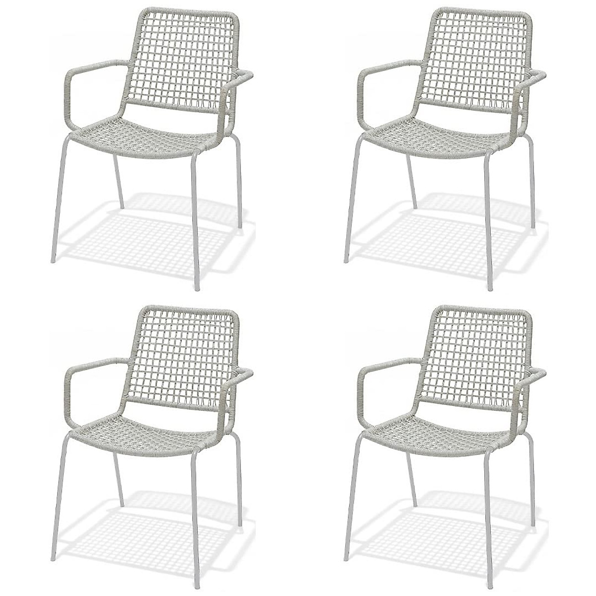 Brampton Le Mans Outdoor Set of 4 | Stacking Chairs | Perfect for Patio, Grey