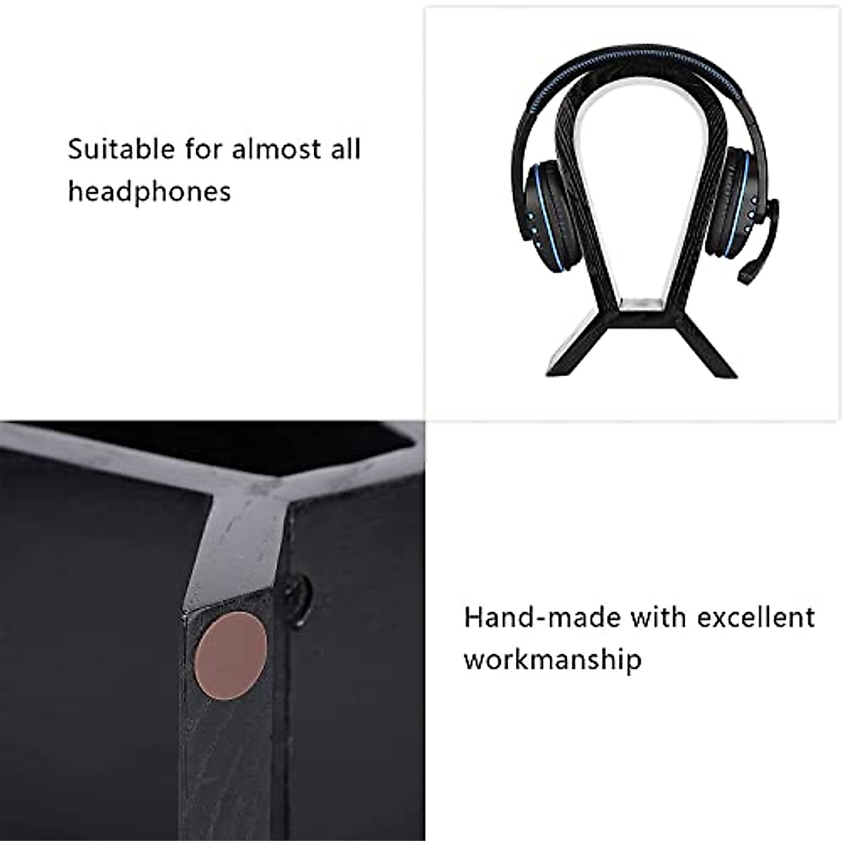 ANIIC Headset Stand Wooden Earphone Stand Gaming Headphone Display Holder Classical Headset Stand Craft For Headset Cable,Mobile Phone Headphone Stand ( Color : Black )