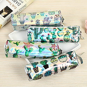 4 Pack Cactus Pencil Case, Pen Bag Canvas Cactus Pencil Pen Cosmetic Makeup Bag