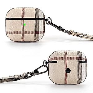 AirPods 3rd Generation Case ， Leather AirPods 3rd Case for Apple AirPods 3rd，AirPods 3 Luxury case, with Wrist Strap and Keychain, for Apple AirPods 3rd Generation 2021,(Eco-Friendly Leather)