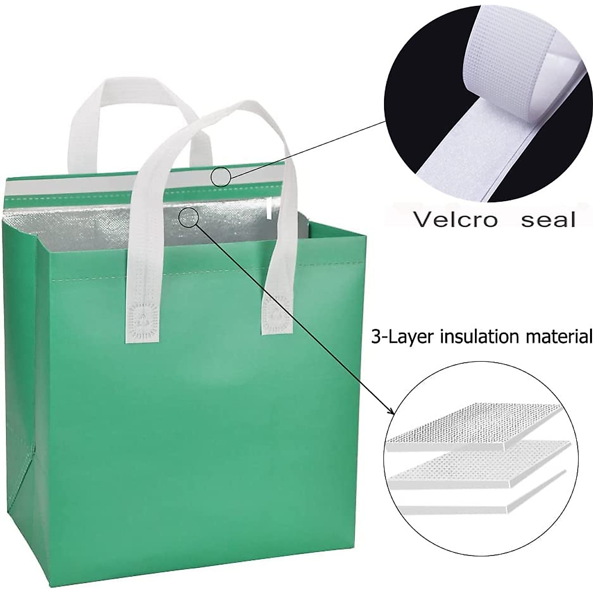 SDQCLIIF insulated take out bags,restaurant takeaways bags with sturdy Self-adhesive stickers and handles,ideal for uber eats,Cold or hot Food Delivery,Restaurant takeaways,Picnic party