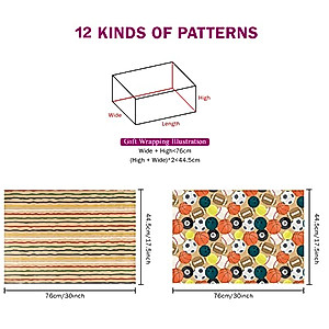 RUSPEPA Kraft Wrapping Paper Sheet - Football and Birthday Printed, Great for Boys, Baby Shower, Holiday - 12 Sheets Packed as 2 rolls - 17.5 x 30 Inch per sheet