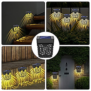 Molbory Solar Deck Lights Outdoor - Solar Fence Wall Lights Led Garden Decorative Lighting Waterproof Automatic Solar Step Lights Solar Powered Fence Lights for Post Front Door Stair Pool Backyard