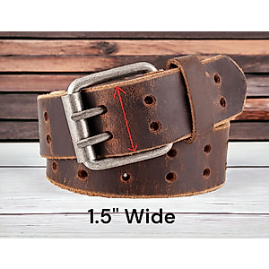 F&L CLASSIC Leather Work Belt, Heavy Duty Double Prong Genuine full grain Leather Belts for Men 1 1/2", Mens Casual Belts for Jeans,3190,size 36,tan