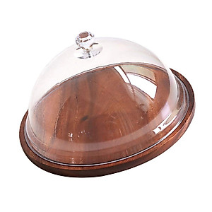 Cabilock Dessert Display Cover Cake Platter Cover Round Tray Wooden Trays Round Wood Tray Glass Cake Stand with Lid Wooden Serving Trays Wedding Cake Stand with Cover Wooden Pallets Bamboo