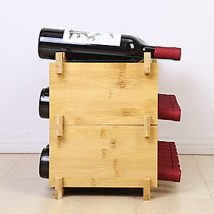Finnhomy 18-Bottle Stackable Natural Bamboo Wine Display and Storage Rack