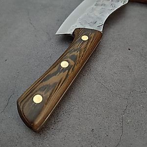 NA 7.5'' Hand Forged Meat Cleaver Stainless Steel Chef Knife Butcher Knives Chopper for Kitchen, Restaurant or Camping