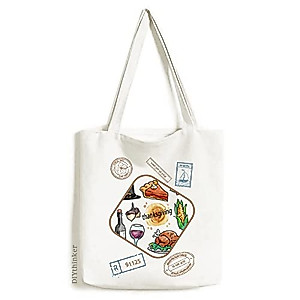 Happy Thanksgiving Day Watercolor Pattern Stamp Shopping Ecofriendly Storage Canvas Tote Bag