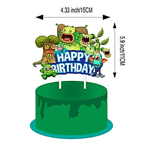 Monster birthday party supplies music moster party decoration for kids birthday party with banner cake topper balloons monster plates and cups