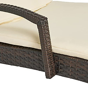 Christopher Knight Home Salem Outdoor Wicker Adjustable Chaise Lounges with Arms, with Cushions, 2-Pcs Set, Multibrown / Ivory