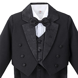 Dressy Daisy Baby Boy Classic Fit Tuxedo Black Suit 5 Pieces Set Formal Wear Wedding Outfit Size 12-18 Months, with Vest