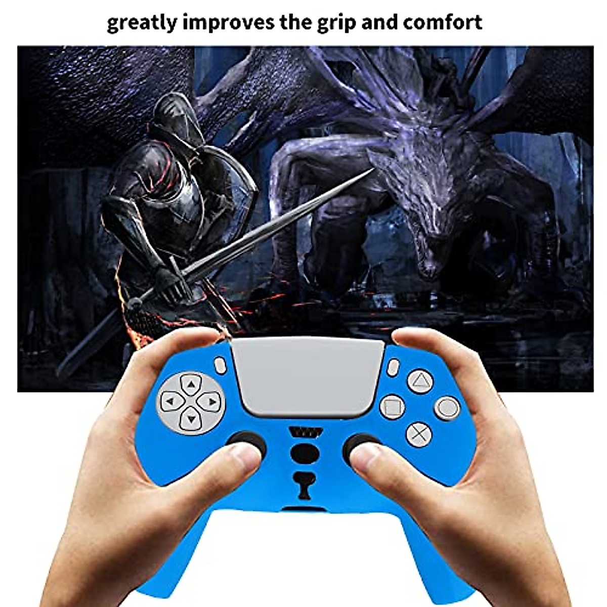 Controller Grip Cover, Removeable Silicone Sleeve Comfort for PS5(Blue)