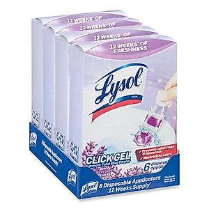 Lysol Click Gel Automatic Toilet Bowl Cleaner, Gel Toilet Bowl Cleaner, For Cleaning and Refreshing, Lavender Fields, 6 Applicators