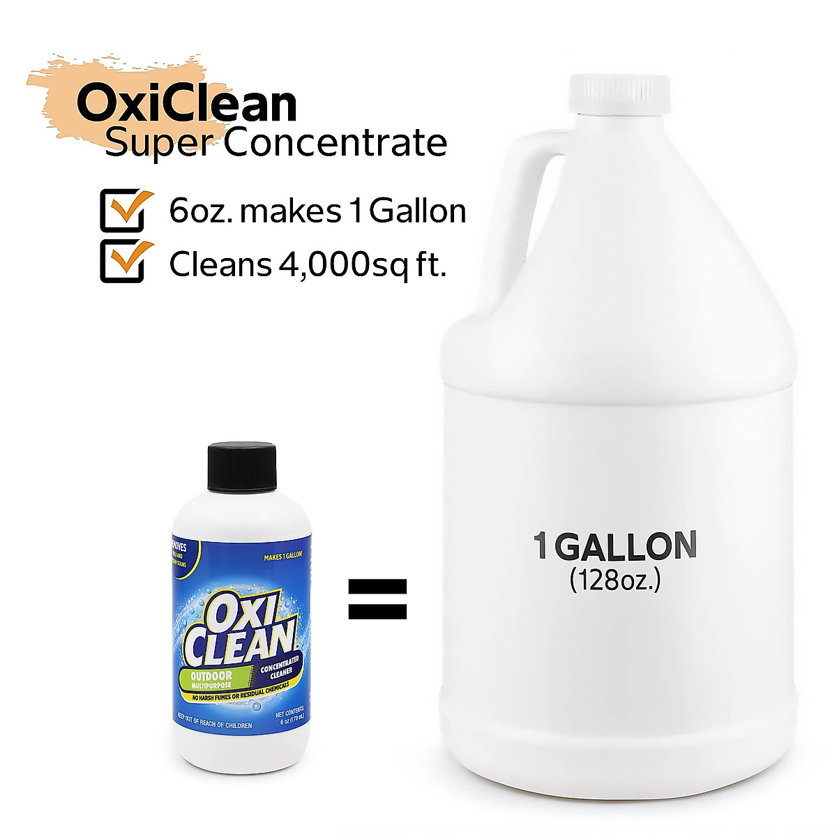 OxiClean - Outdoor Multipurpose Super Concentrated Cleaner - Makes 1 Gallon - Stain Remover - Driveway Cleaner for Concrete - Degreaser for Cement, Brick, Vinyl, and Patio Furniture (6oz = 1 Gallon)