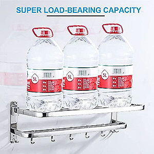 MaiHongda Bathroom Towel Rack with Tower Bars SUS 304 Stainless Steel Bath Towel Shelf (TR-2T Silver)