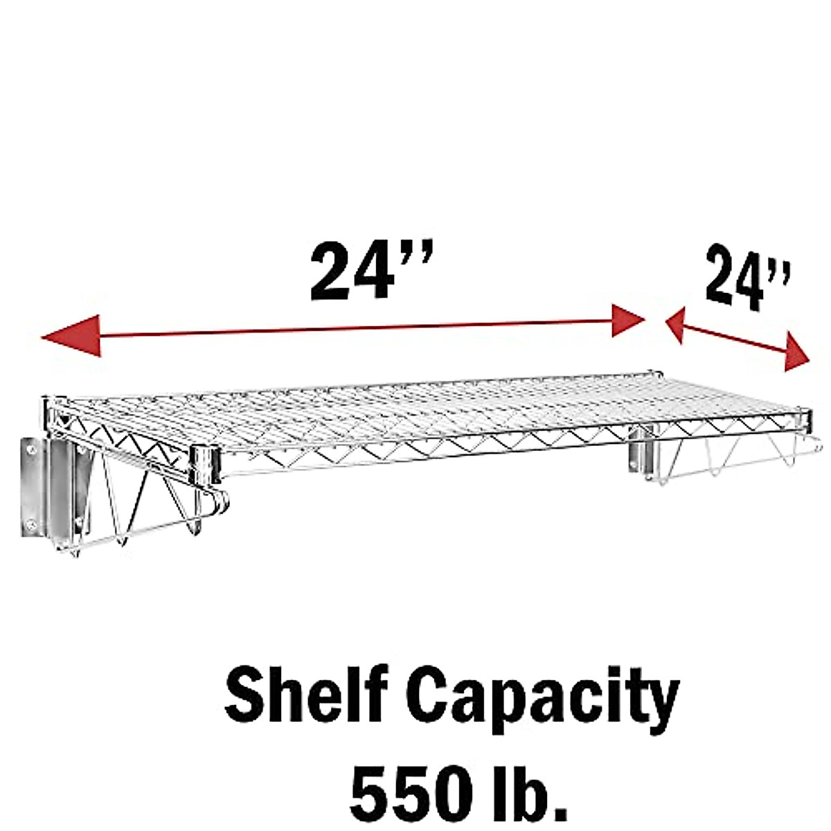 Regal Altair Wall Mount Wire Shelf (Chrome, 24" D x 24" W x 2" H)