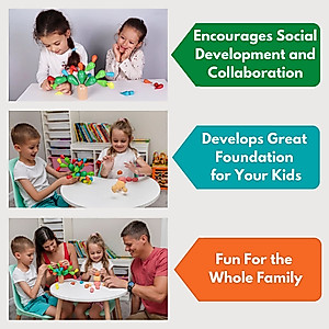 38 PCs Wooden Stacking Stones & Wooden Cactus Toy for Fine Motor Cactus Game, Balancing Cactus Toy is Made for Toddler and Kids with Easy Storage Bag, Educational Stacking Tree and Rock Stocking