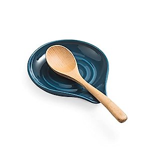 Spoon Rest for Stove Top Cooking Spoon Holder for Kitchen Countertop Large Holder for Spatula, Spoons or Tongs, Framhouse Decor, Housewarming Gifts, Blue