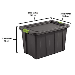 Sterilite Tuff1 Latching 30 Gallon Plastic Stackable Temperature & Impact Resistant Basement/Garage/Attic Storage Tote Container Bin with Lid (4 Pack)