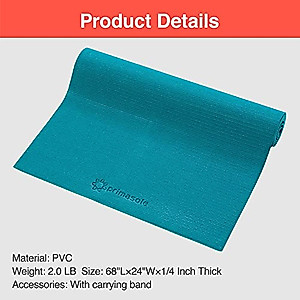 Primasole Yoga Mat with Carry Strap for Yoga Pilates Fitness and Floor Workout at Home and Gym 1/4 thick (Jango Green Color) PSS91NH004A