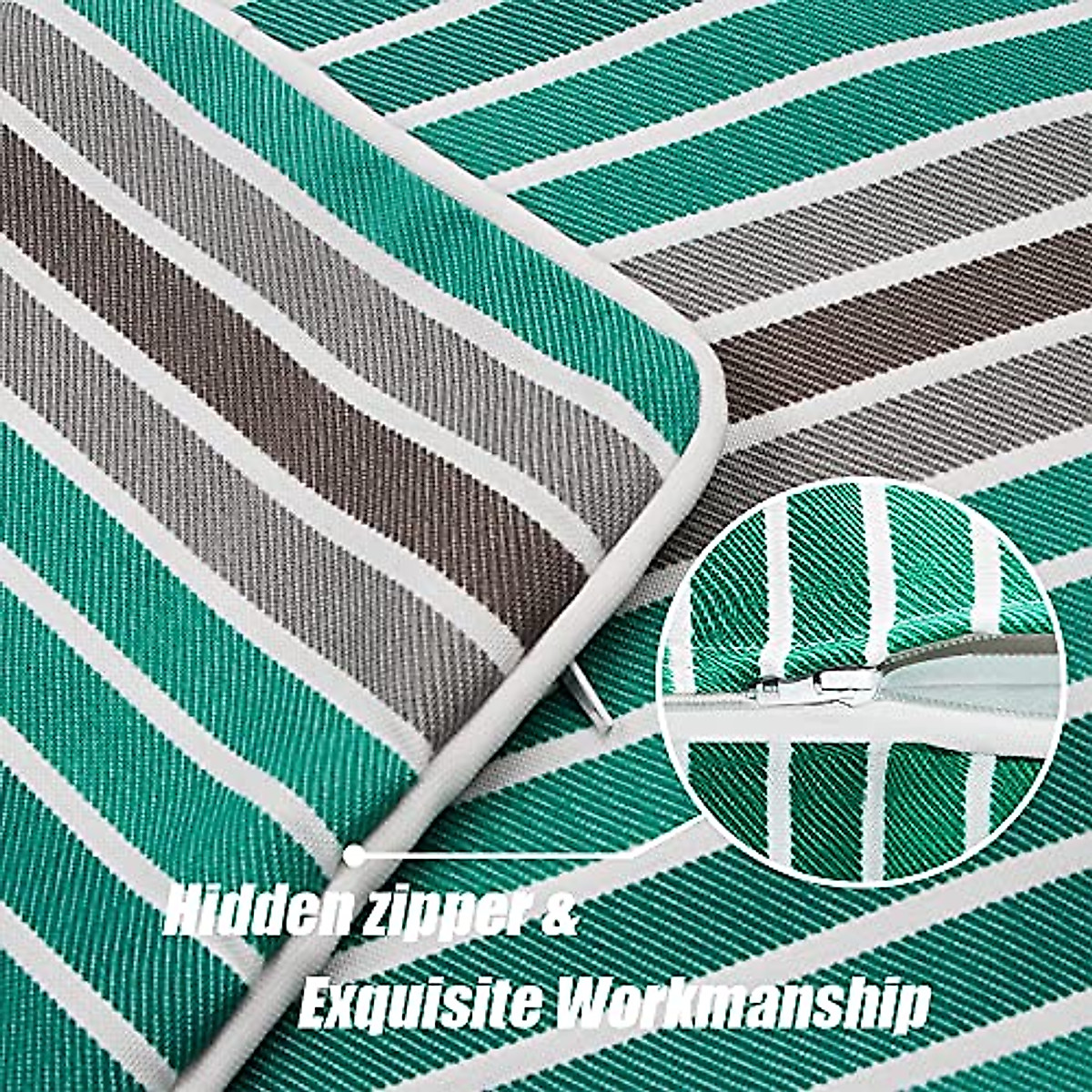 Pcinfuns Set of 2 Patio Indoor/Outdoor All Weather Decorative Throw Pillow Cover Cushion Case for Replacement 18" x 18" (Green and Grey)