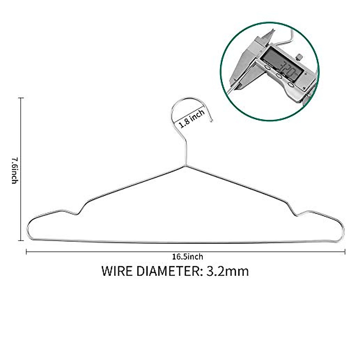 Metal Hangers Clothing Heavy Duty Wire Hangers for Closet 40 Pack Stainless Steel Hangers 16.5in by WYCQKL