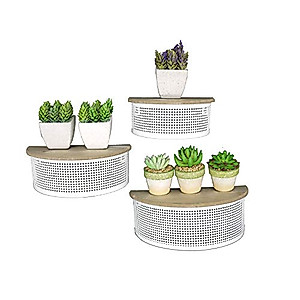 Admired By Nature Floating Wall Mounted, 3-Tier Wood Storage Shelves for Bedoom, Living Room, Kitchen, B. White (ABN5E112-WHT)