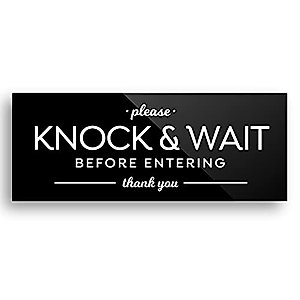 Reilly Originals 2x5 Inch Knock and Wait Before Entering Sign ~ Ready to Stick ~ Premium, Durable