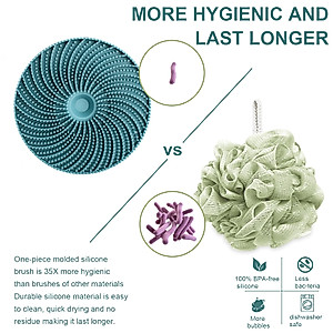 INNERNEED Food-Grade Silicone Body Scrubber Exfoliating & Massaging Shower Brush, More Hygienic Bathing Tool, for All Skin Types, Lathers Well, Longer Service Life (Dark Green)